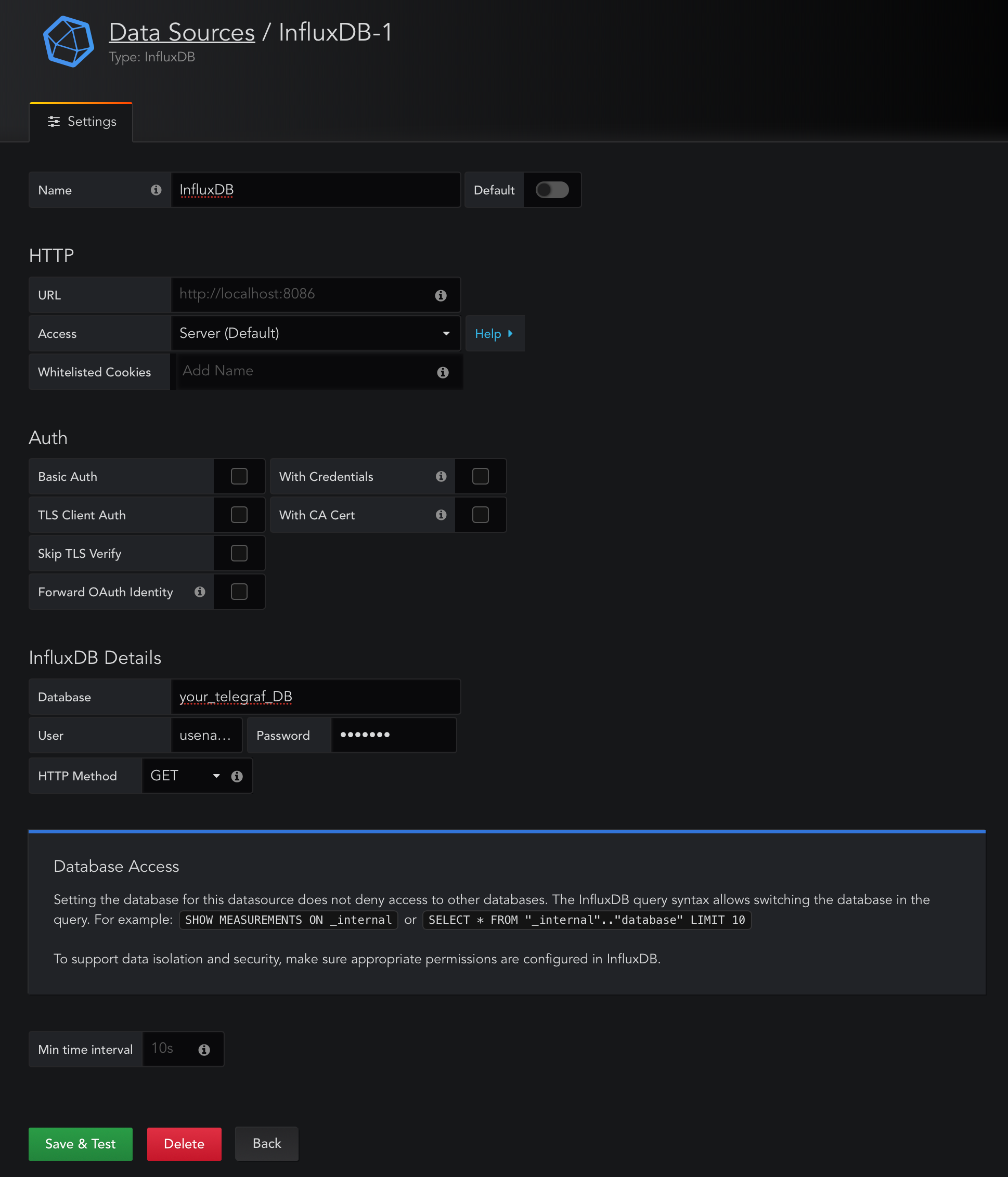 Grafana - InfluxDB - Telegraf (GIT) monitoring setup via docker Grafana - InfluxDB - Telegraf (GIT) monitoring setup via docker