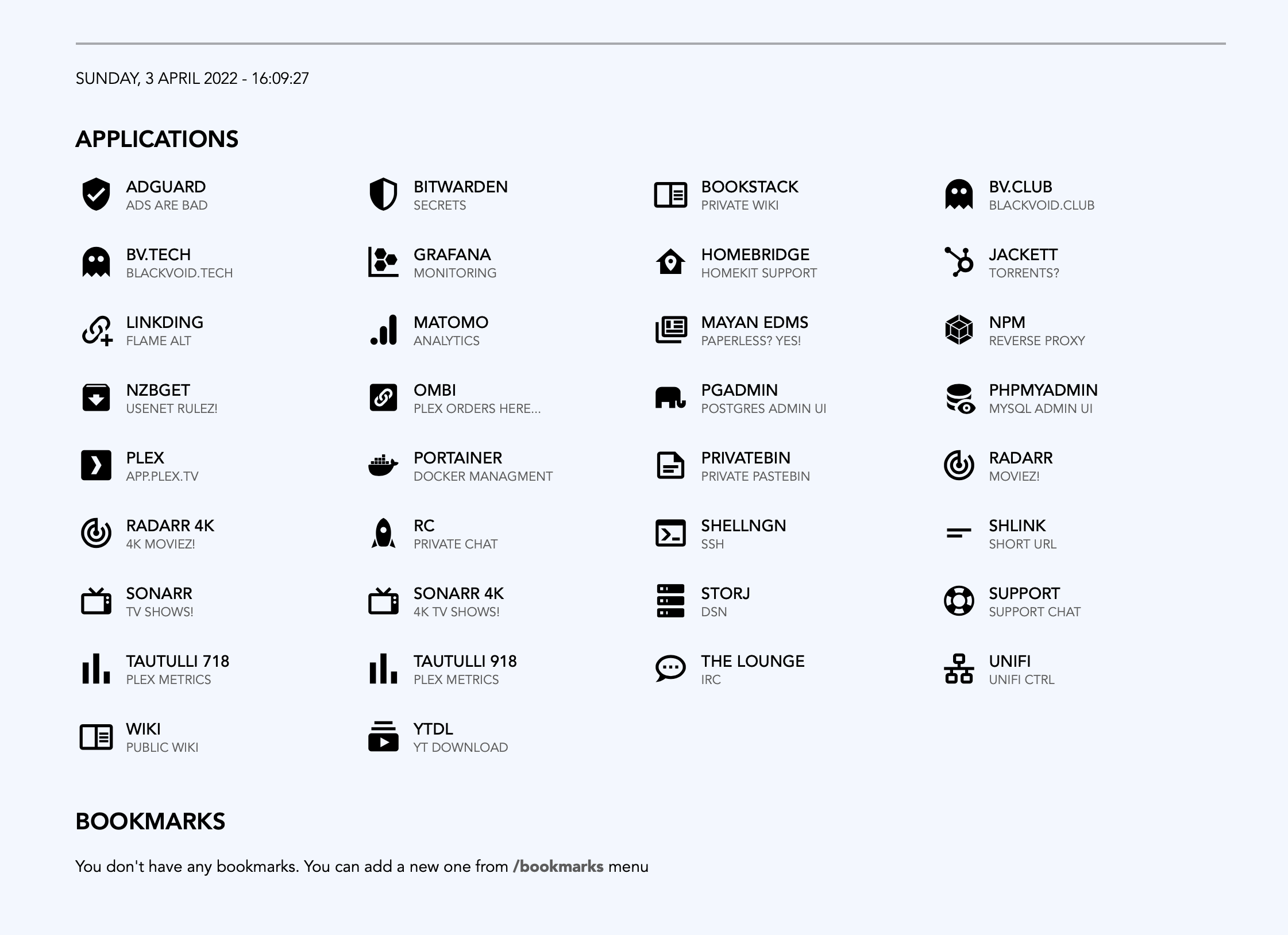 Self-hosted start page alternatives Self-hosted start page alternatives