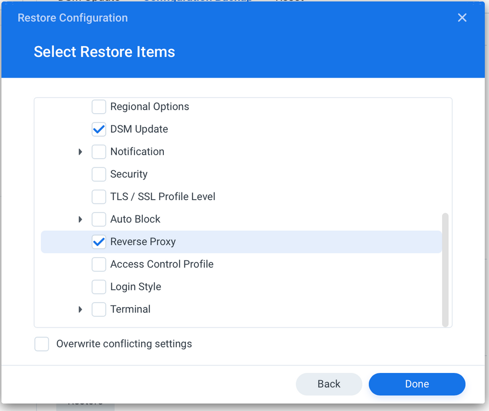 DSM 7 - Configuration backup and restore