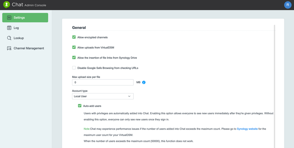 Synology Chat - self-hosted and private chat platform