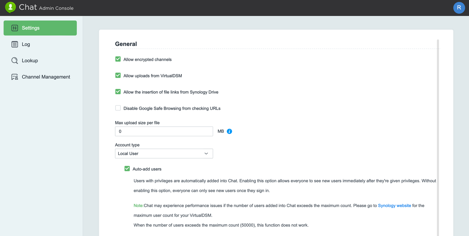 Synology Chat - self-hosted and private chat platform