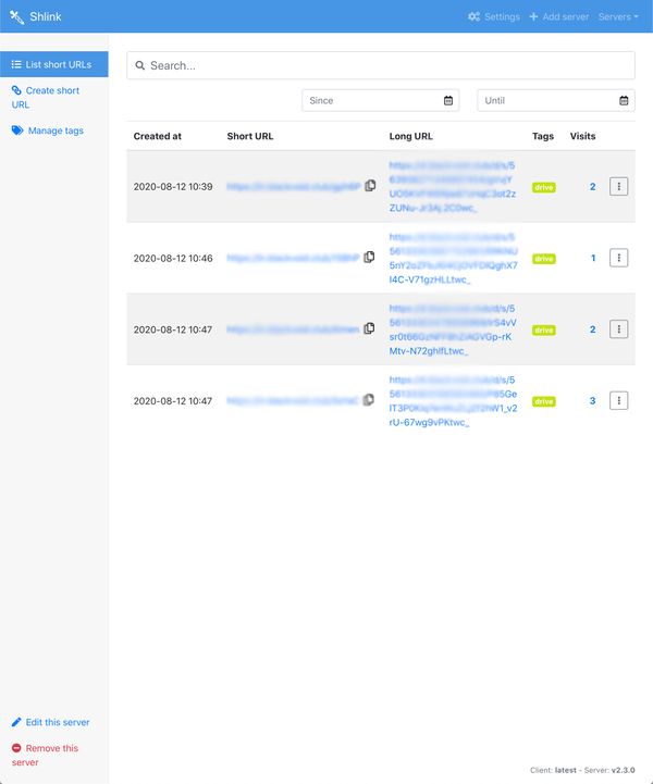 Shlink.io - modern open-source URL shortener running via Docker